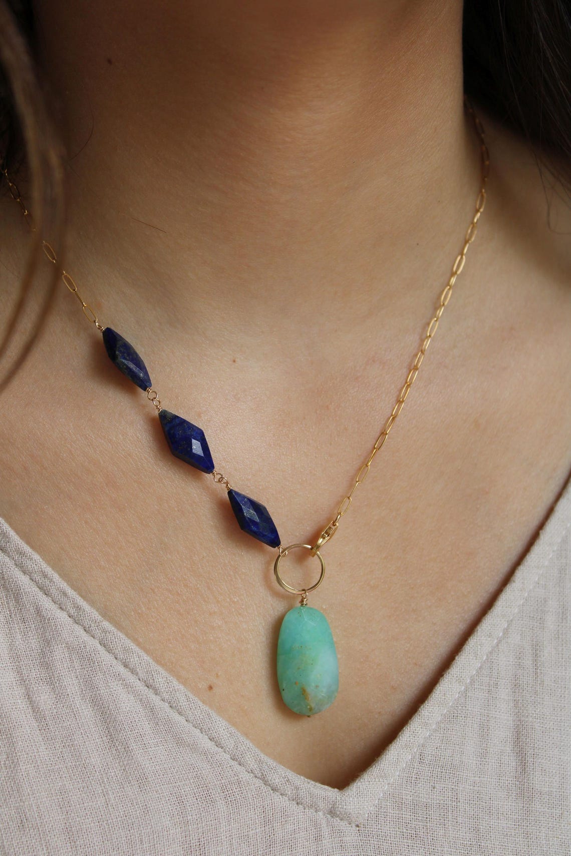 Peruvian Opal Necklace, Handmade Gemstone Statement Necklaces for Women ...