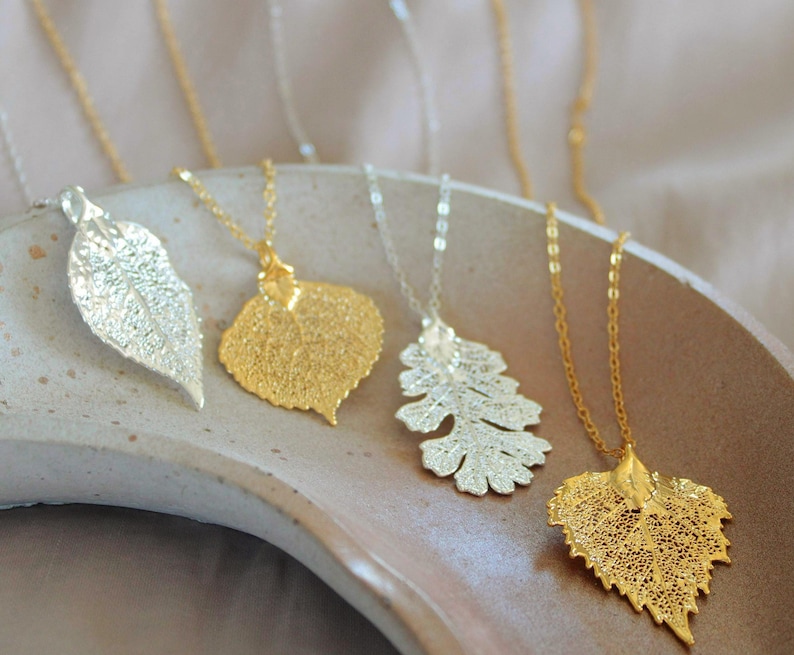 Real Gold Aspen Leaf Necklace, Whimsical Bohemian Nature Themed Jewelry ...