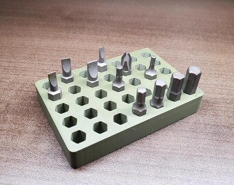 Screwdriver Bit Holder Wall Mount Hex Shank 6.35mm 1/4 Holds up to 128 ...