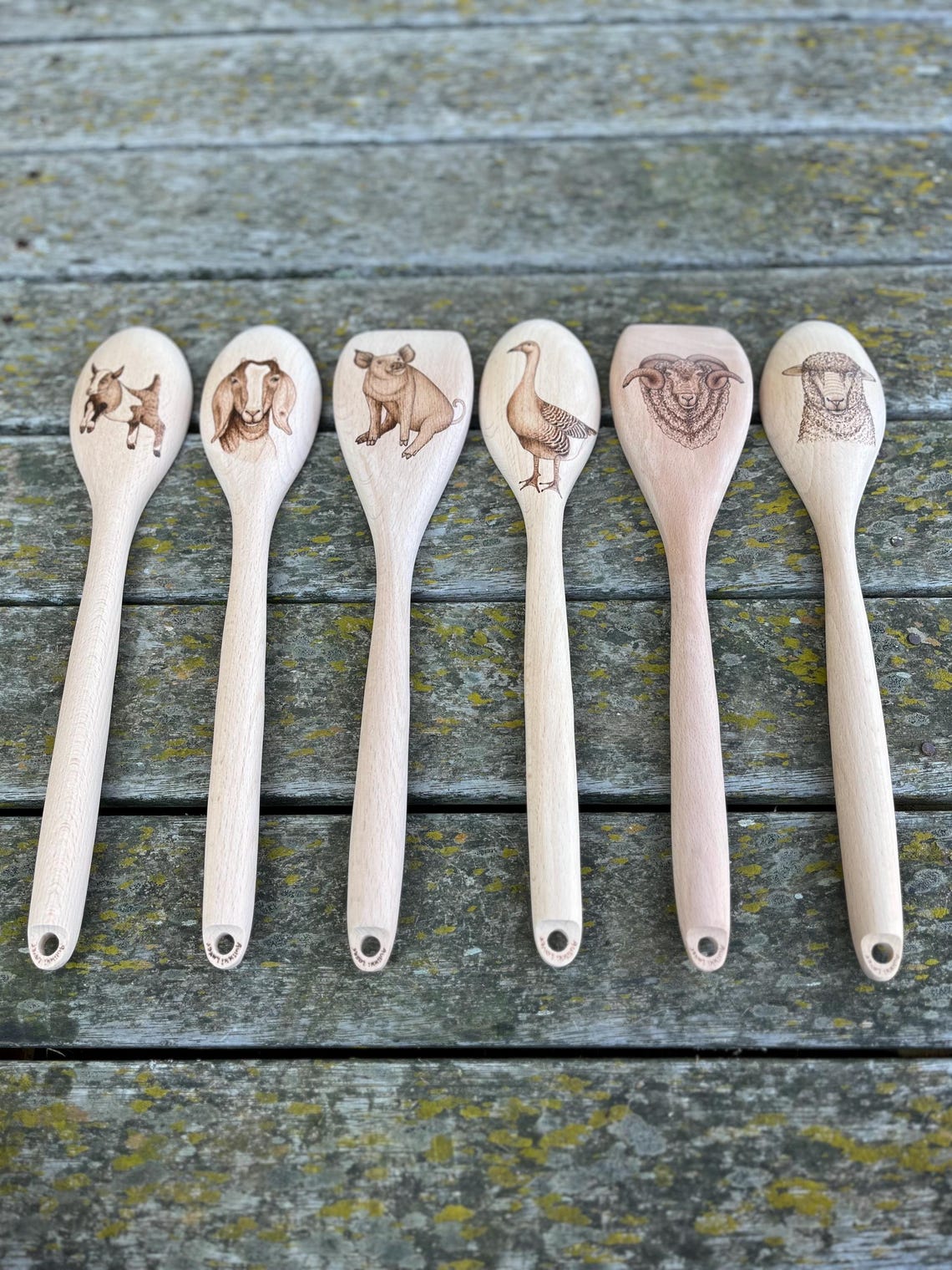 Handburned Farm Animal Spoons - Etsy