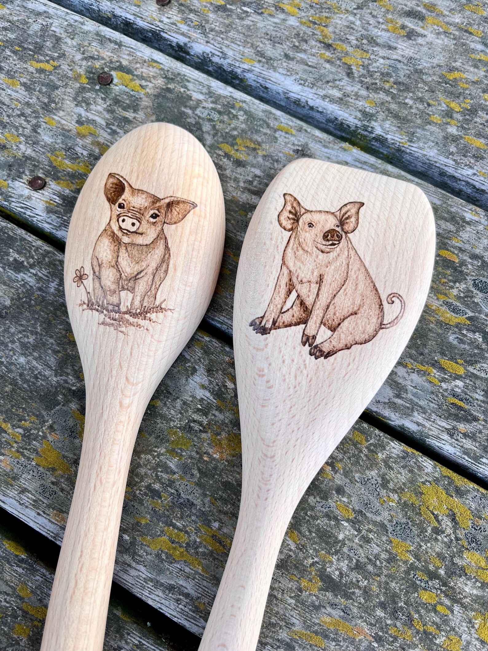 Handburned Farm Animal Spoons - Etsy