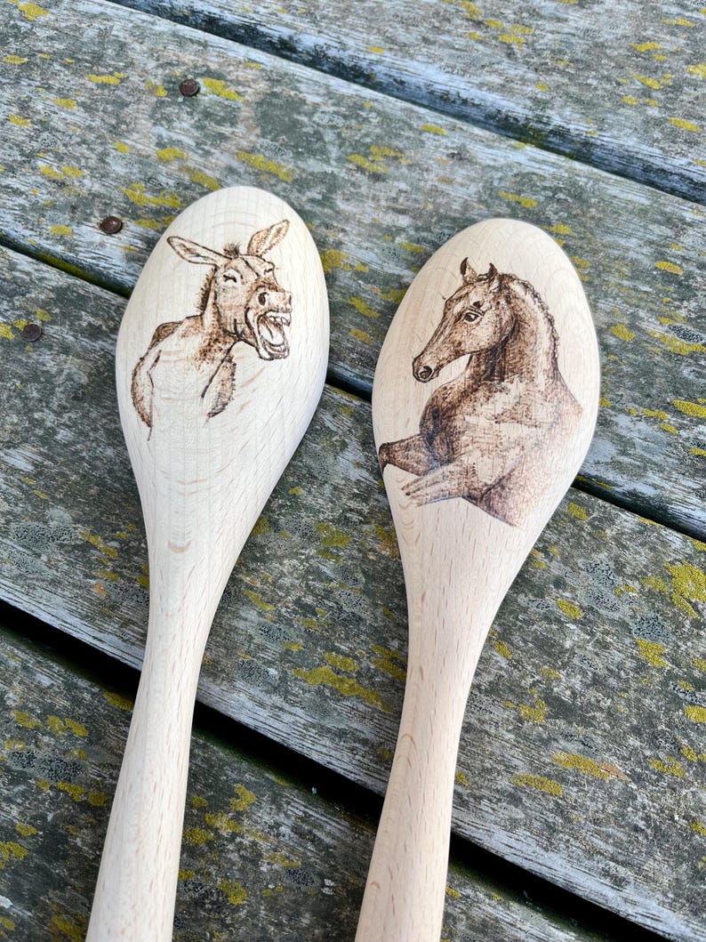 Handburned Farm Animal Spoons - Etsy