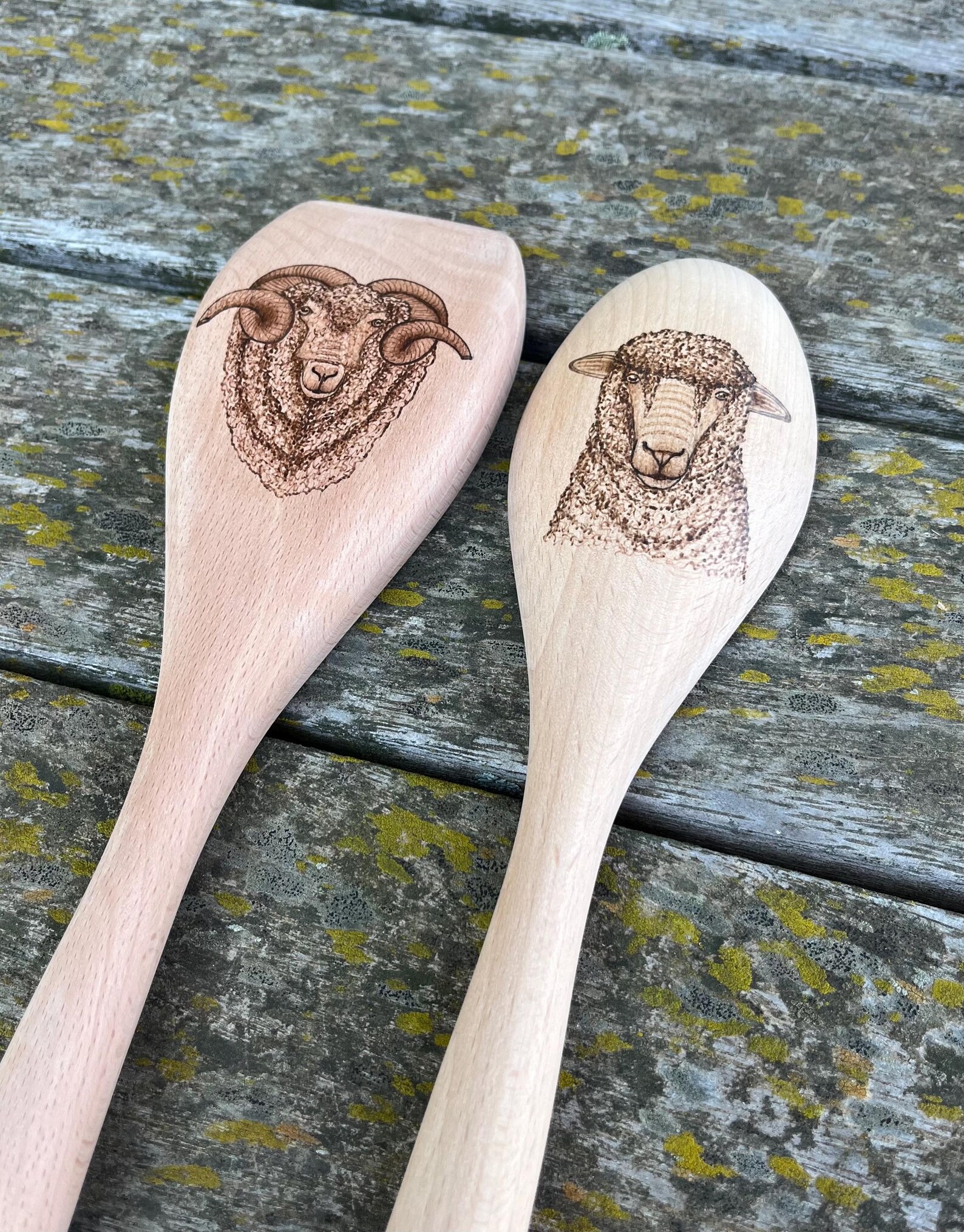 Handburned Farm Animal Spoons - Etsy