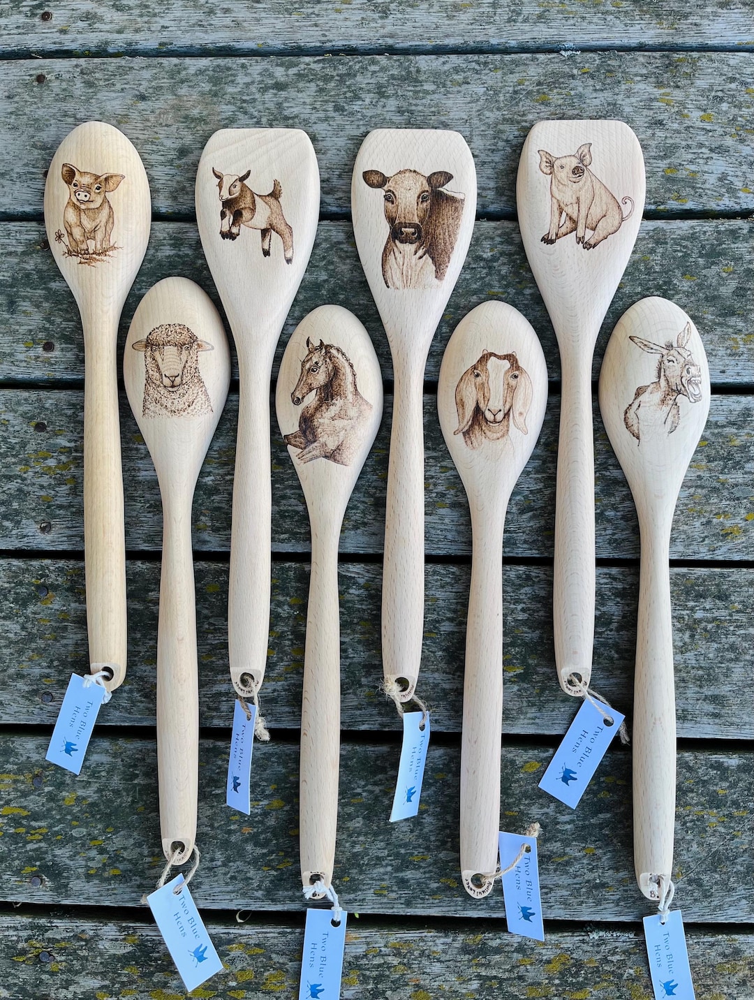 Handburned Farm Animal Spoons - Etsy