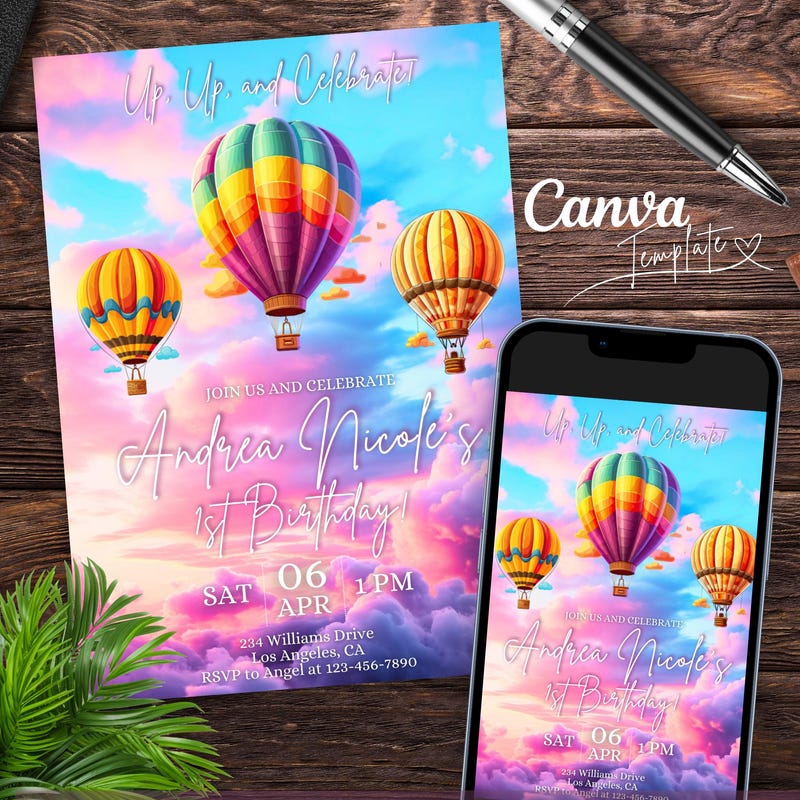 Balloon Party Invite - Etsy