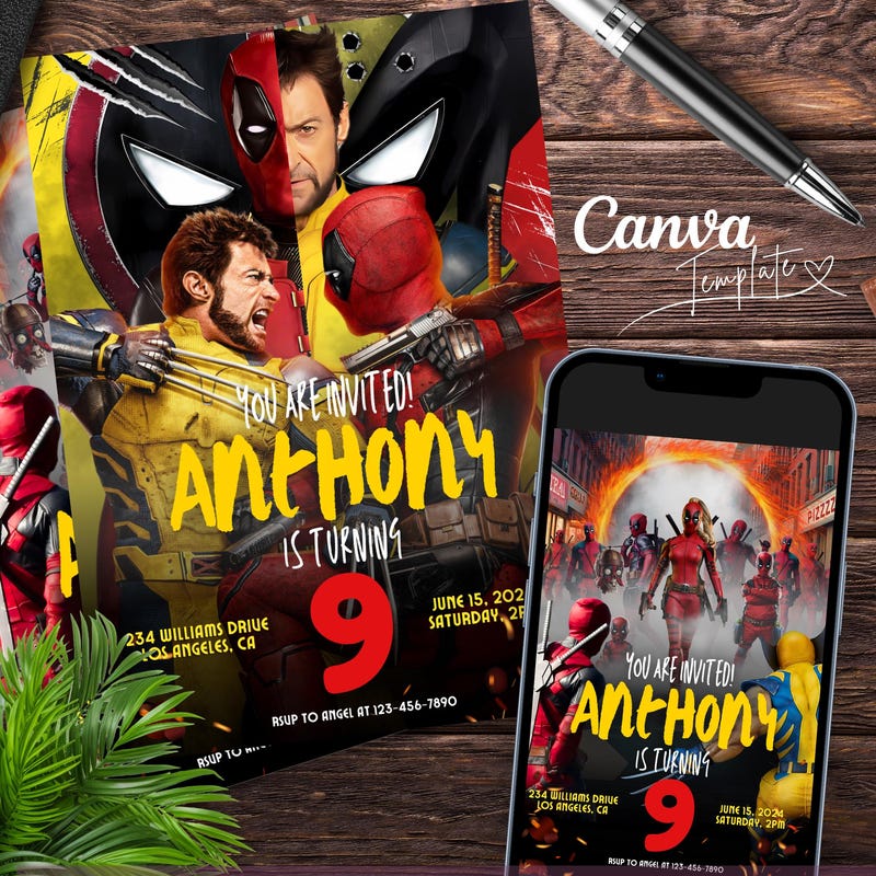 Invitacion deadpool - Etsy México