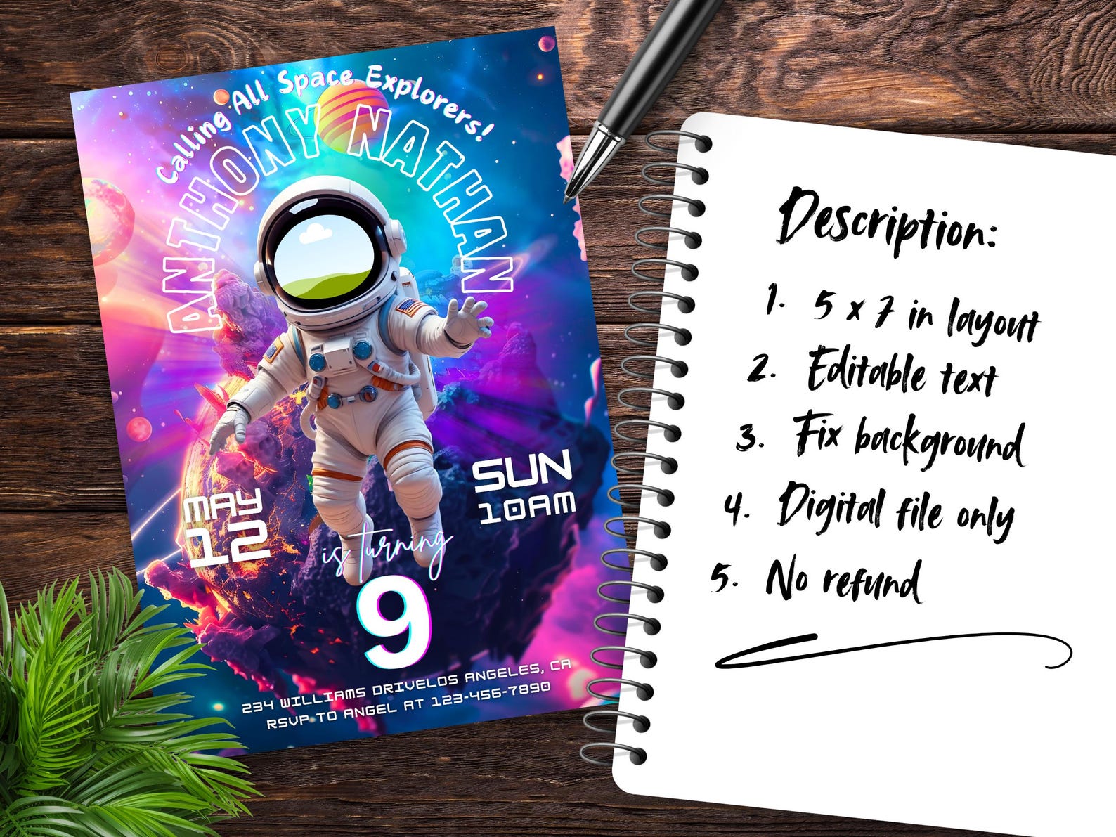 Space Explorer Birthday Invitation, Blast-off Celebration, Outer Space ...