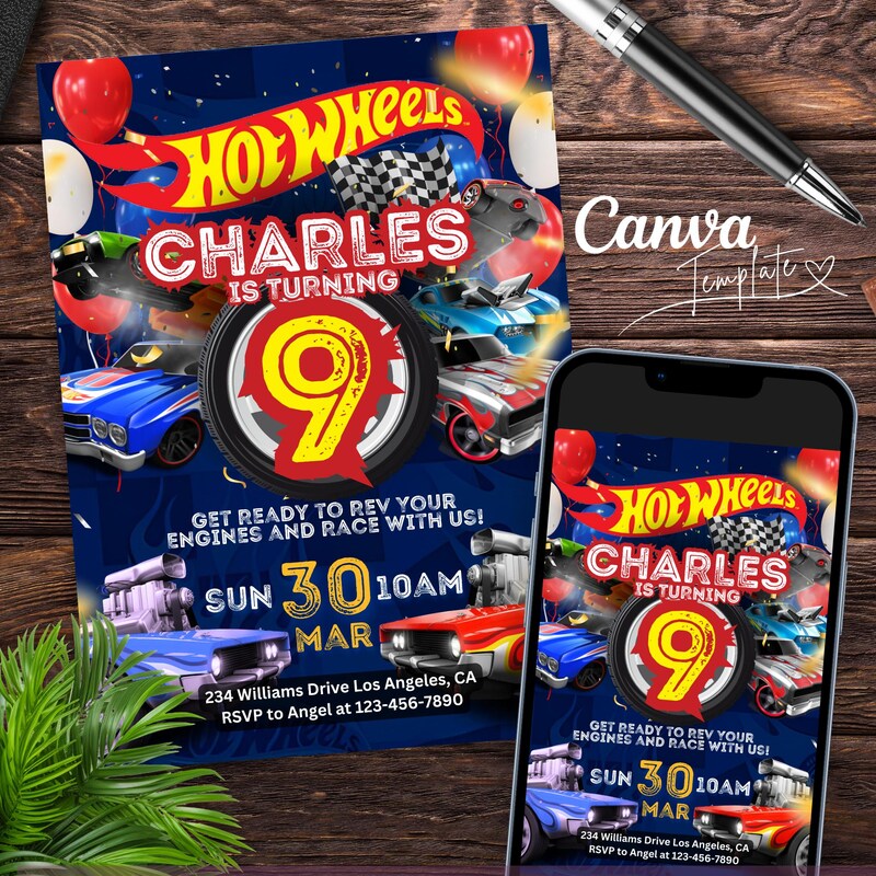 Hot Wheels Birthday Invitation - Etsy
