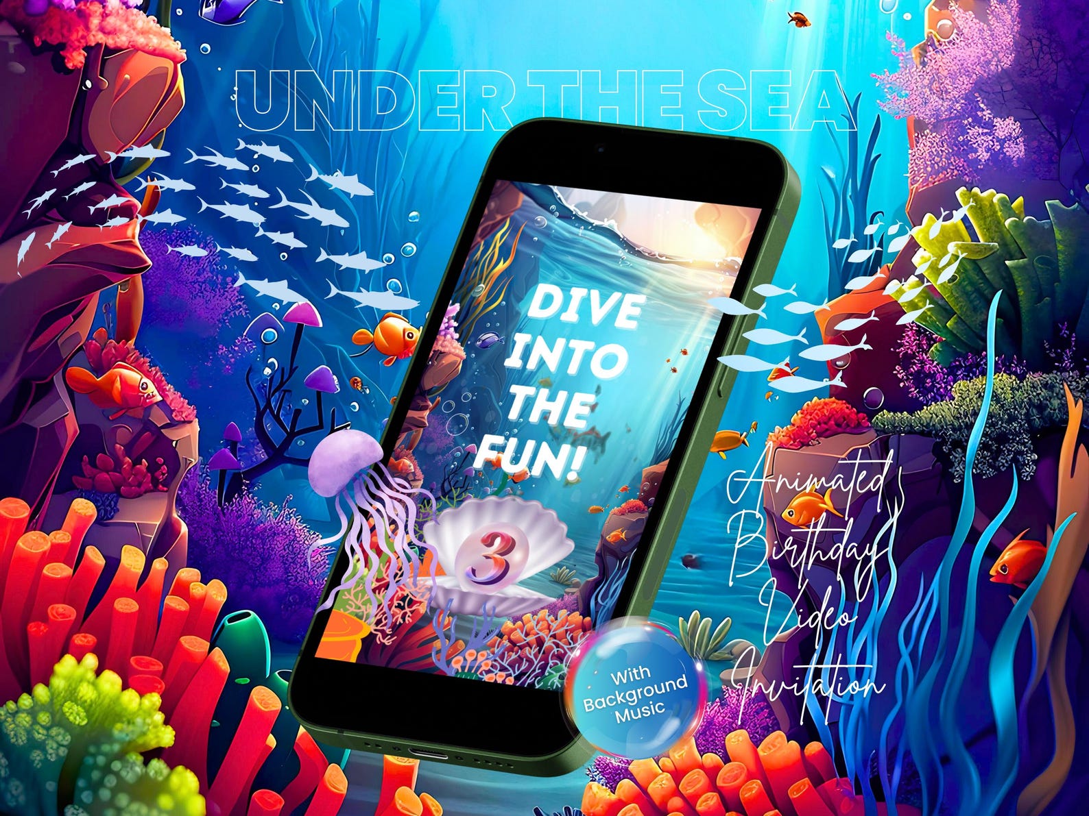 Animated Under the Sea Birthda Videoy Invitation, Oneder the Sea ...