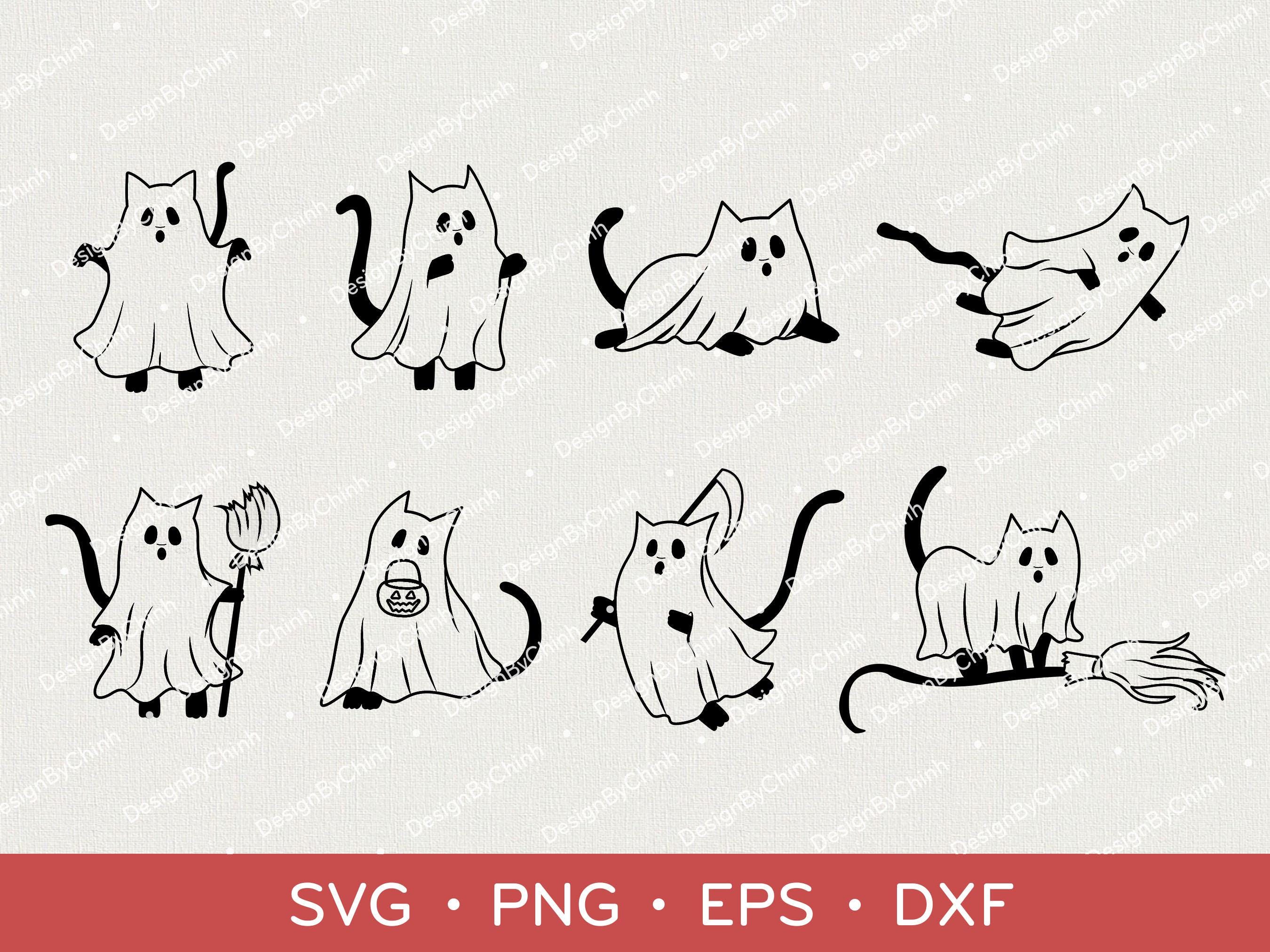 Cute Ghost Cat Svg Bundle, Black Cat, Halloween Cat Svg, Ghost Cat Png ...