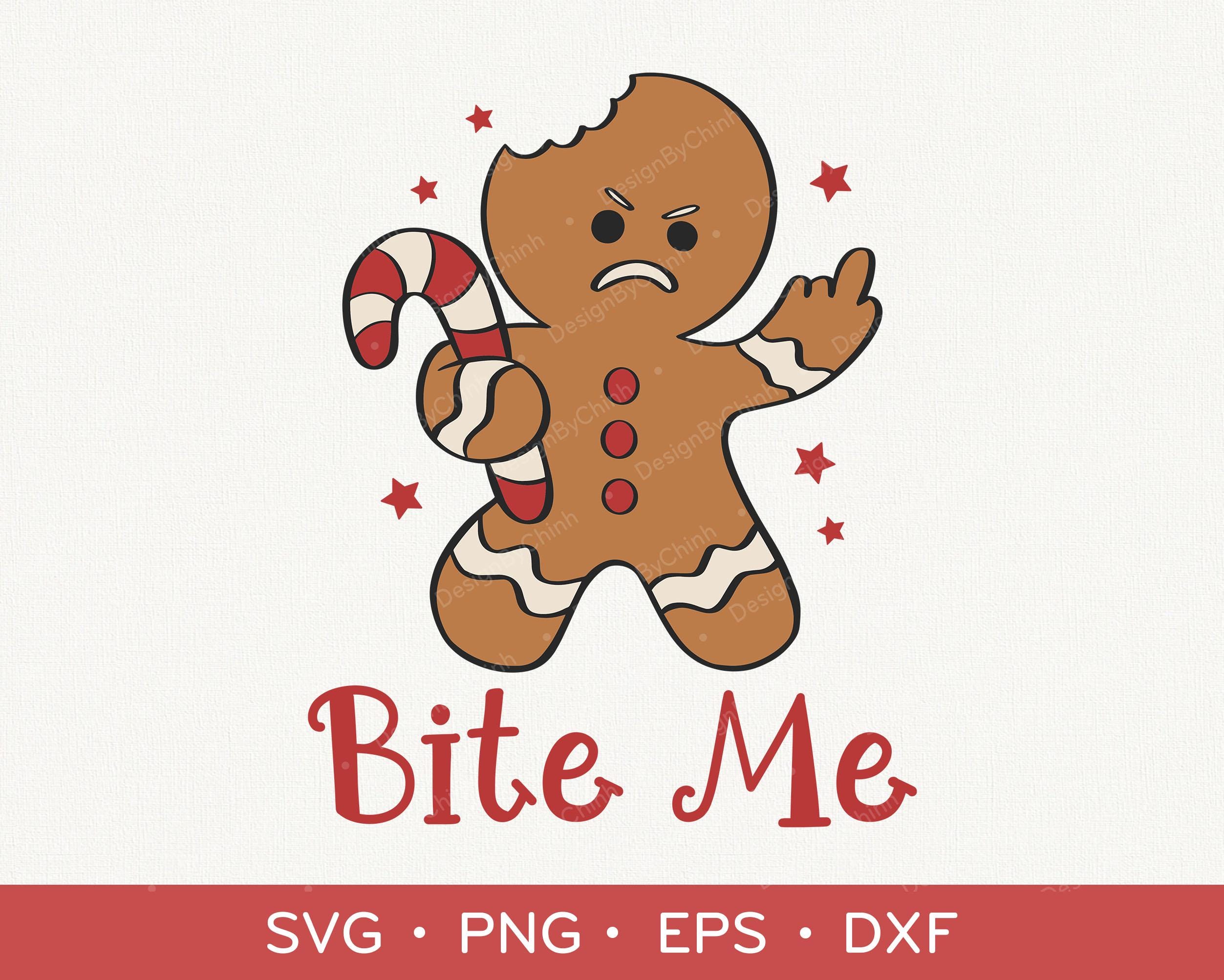 Bite Me SVG, Gingerbread Man Svg, Funny Christmas Svg, Gingerbread ...