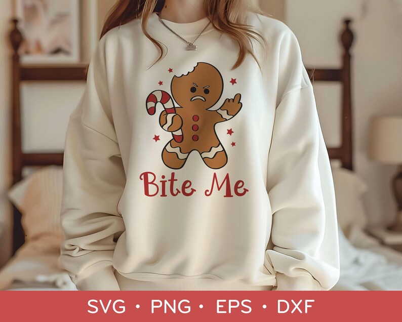 Bite Me SVG, Gingerbread Man Svg, Funny Christmas Svg, Gingerbread ...