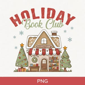 Holiday Book Club PNG, Christmas Winter Png, Bookish Png, Retro ...