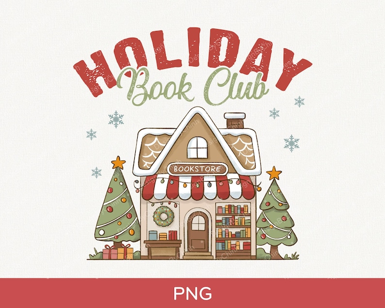 Holiday Book Club PNG, Christmas Winter Png, Bookish Png, Retro ...