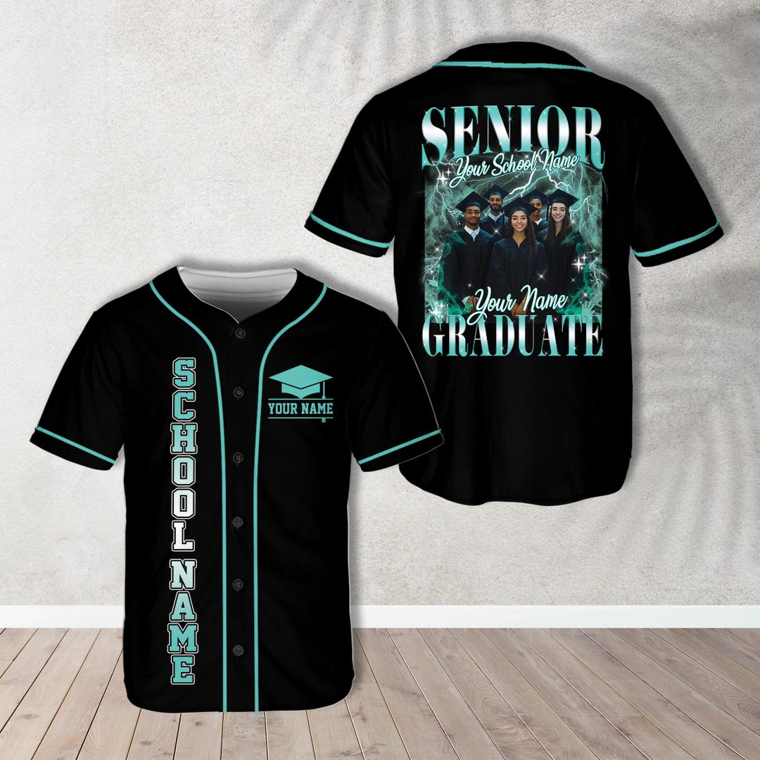 Custom Graduation Squad Baseball Jersey With Photo, Personalized Name ...