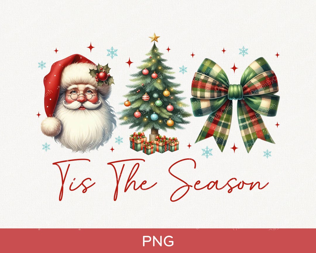 Tis the Season Png, Retro Christmas Png, Santa Claus Png, Watercolor ...