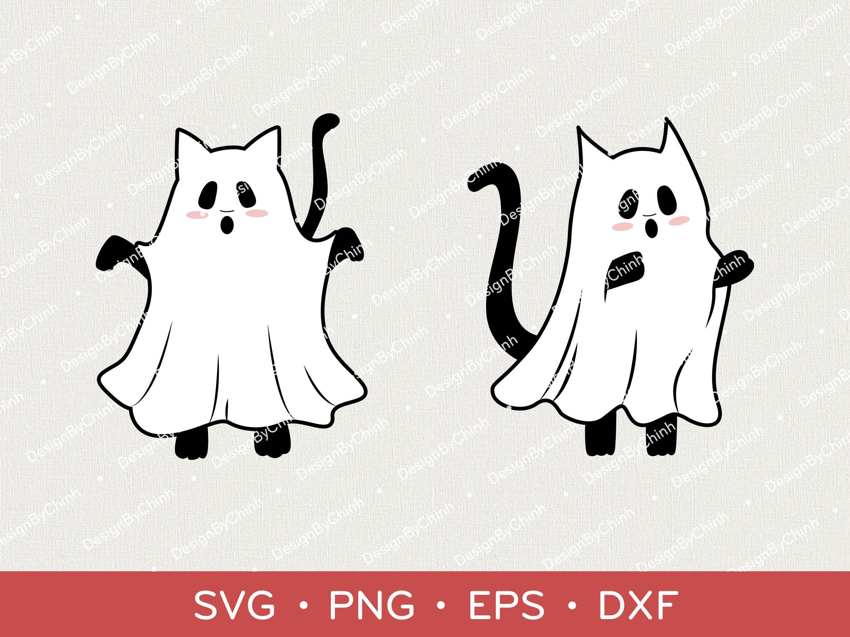 Cute Ghost Cat Svg Bundle, Black Cat, Halloween Cat Svg, Ghost Cat Png ...