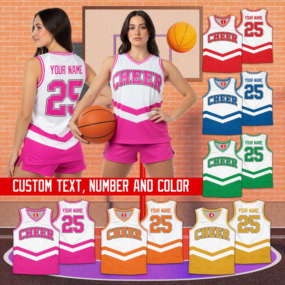 Personalized Name Cheer Basketball Jersey, Custom Color Cheerleader ...