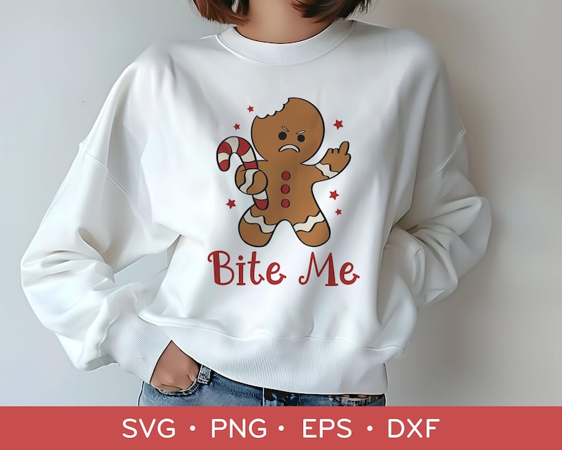 Bite Me SVG, Gingerbread Man Svg, Funny Christmas Svg, Gingerbread ...