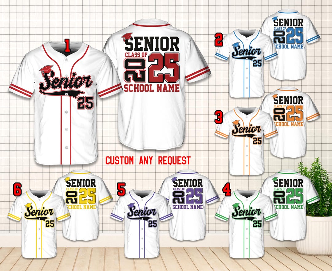 Personalized School Name Senior 2025 Baseball Jersey, Custom Color ...