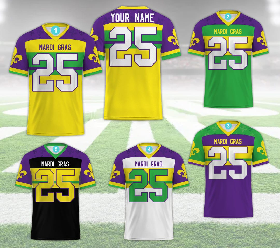 Personalized Name Mardi Gras Football Team Jersey, Custom Fleur De Lis ...