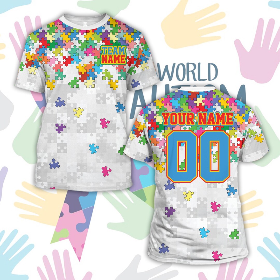 Personalized Name Autism Awareness All Over Print Shirt, Custom Autism ...