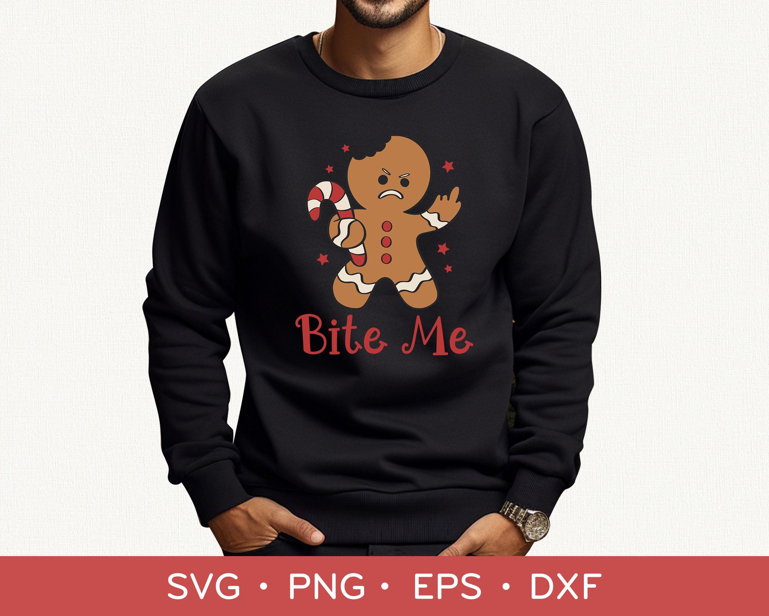 Bite Me SVG, Gingerbread Man Svg, Funny Christmas Svg, Gingerbread ...