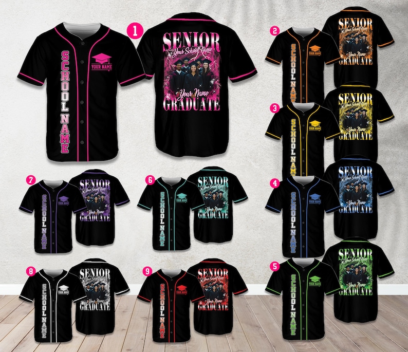 Custom Graduation Squad Baseball Jersey With Photo, Personalized Name ...