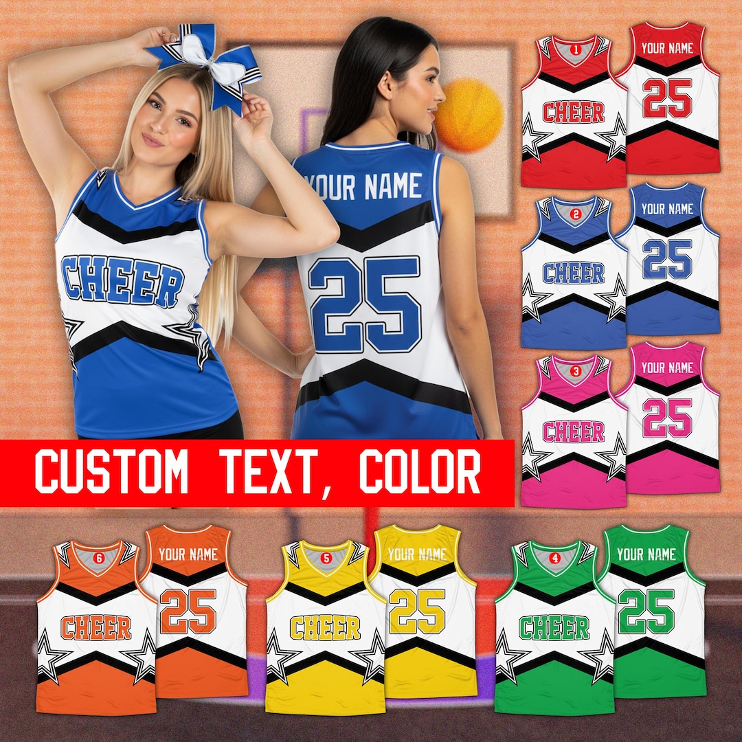 Personalized Name Cheer Basketball Jersey, Custom Color Cheerleader ...