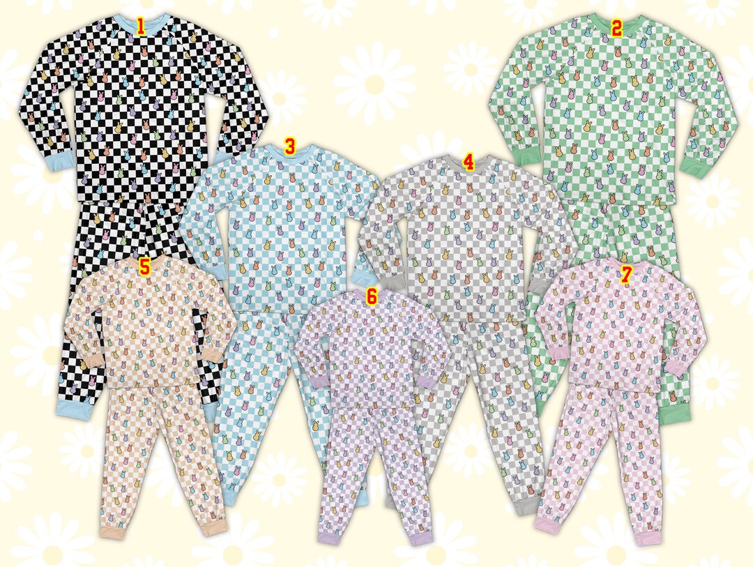 Happy Easter Bunny Checkered Pajama Sets, Springtime Easter Pajamas for ...