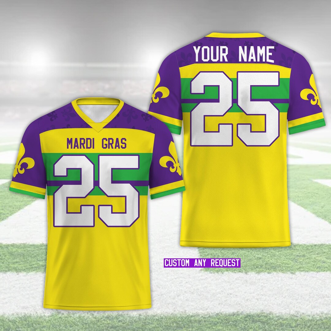 Personalized Name Mardi Gras Football Team Jersey, Custom Fleur De Lis ...