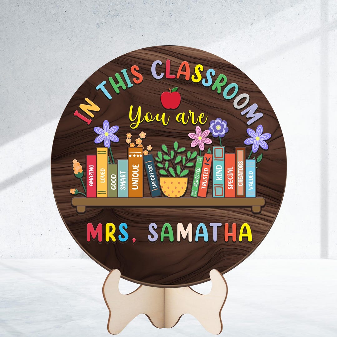 Personalized Name Teacher Classroom Door Hanger, Teacher Name Sign ...