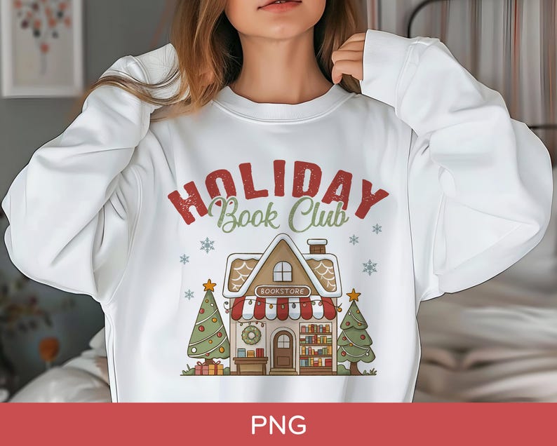 Holiday Book Club PNG, Christmas Winter Png, Bookish Png, Retro ...