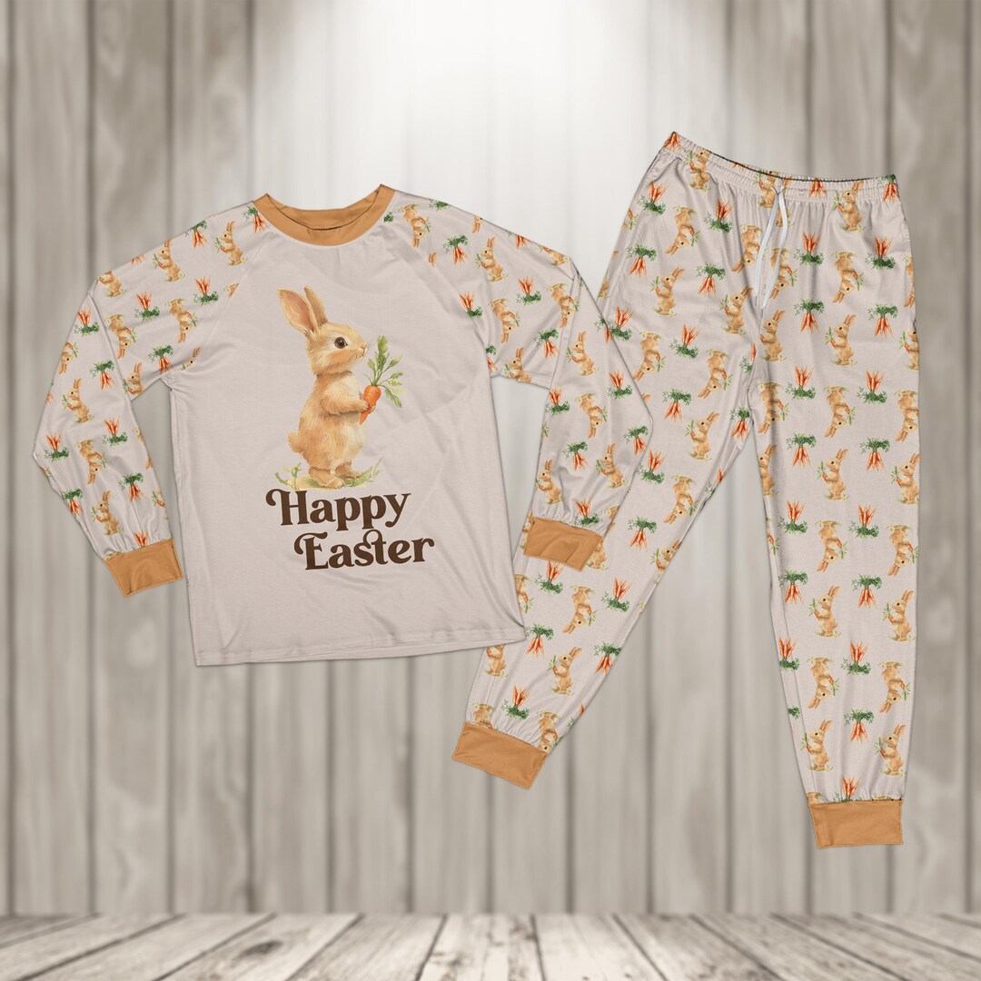 Happy Easter Bunny & Carrot Pajama Sets, Matching Family Easter Pajamas ...