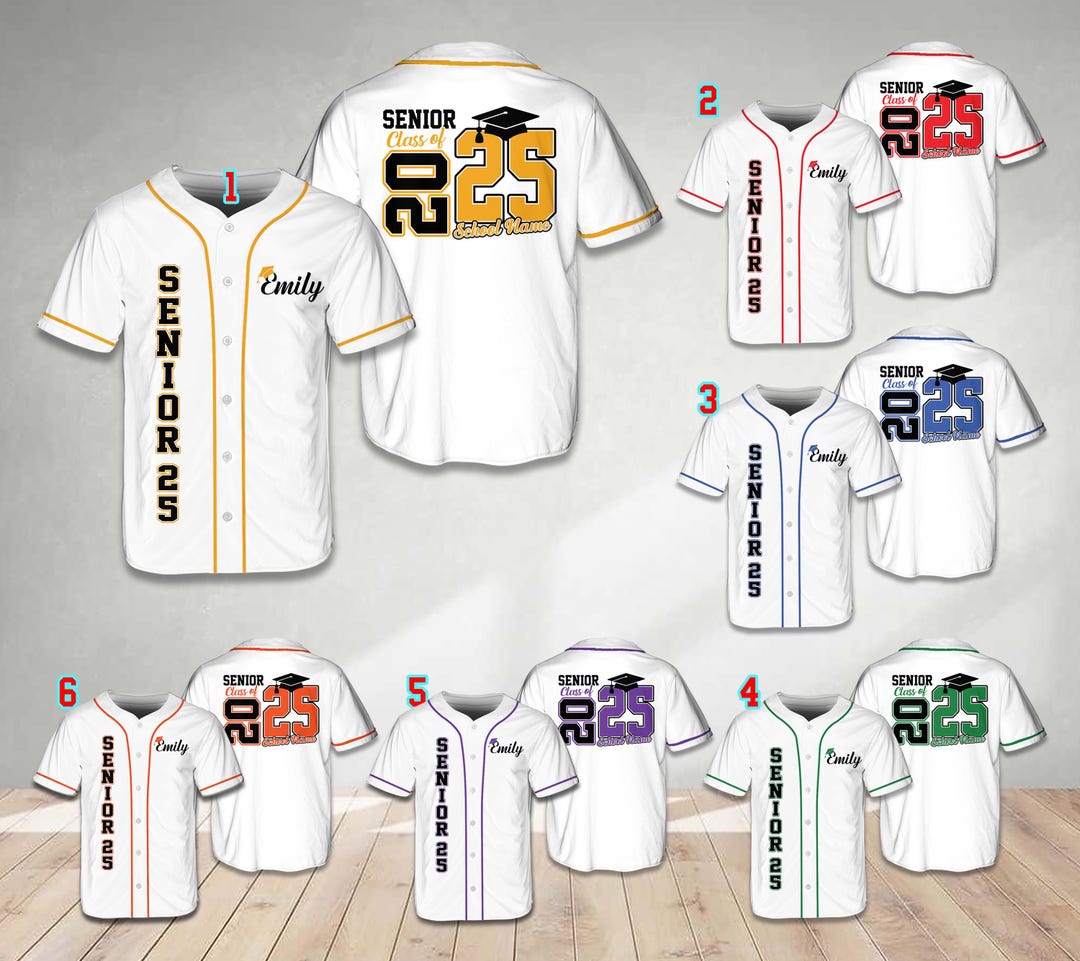 Personalized School Name Senior 2025 Baseball Jersey, Custom Color ...