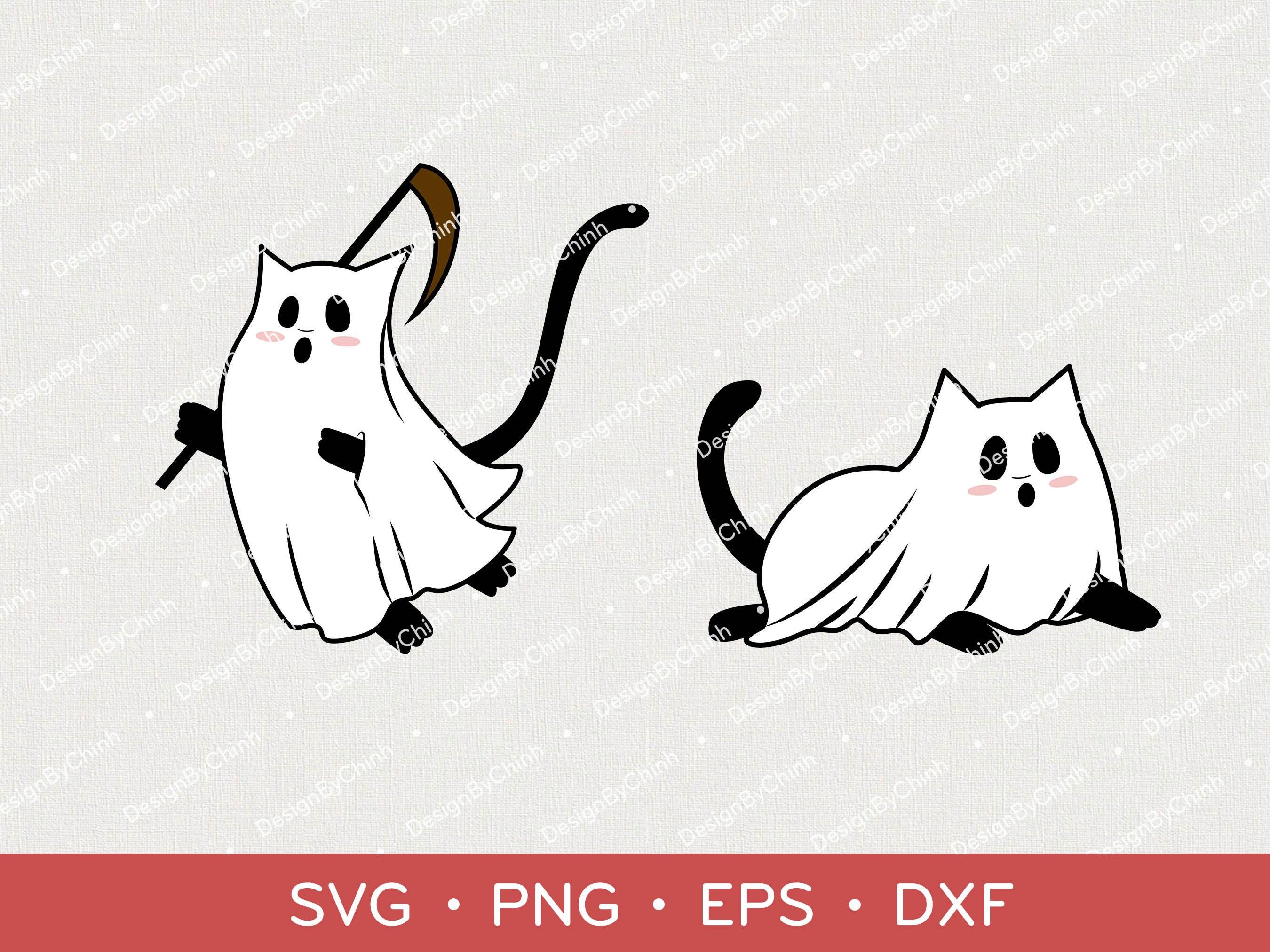 Cute Ghost Cat Svg Bundle, Black Cat, Halloween Cat Svg, Ghost Cat Png ...