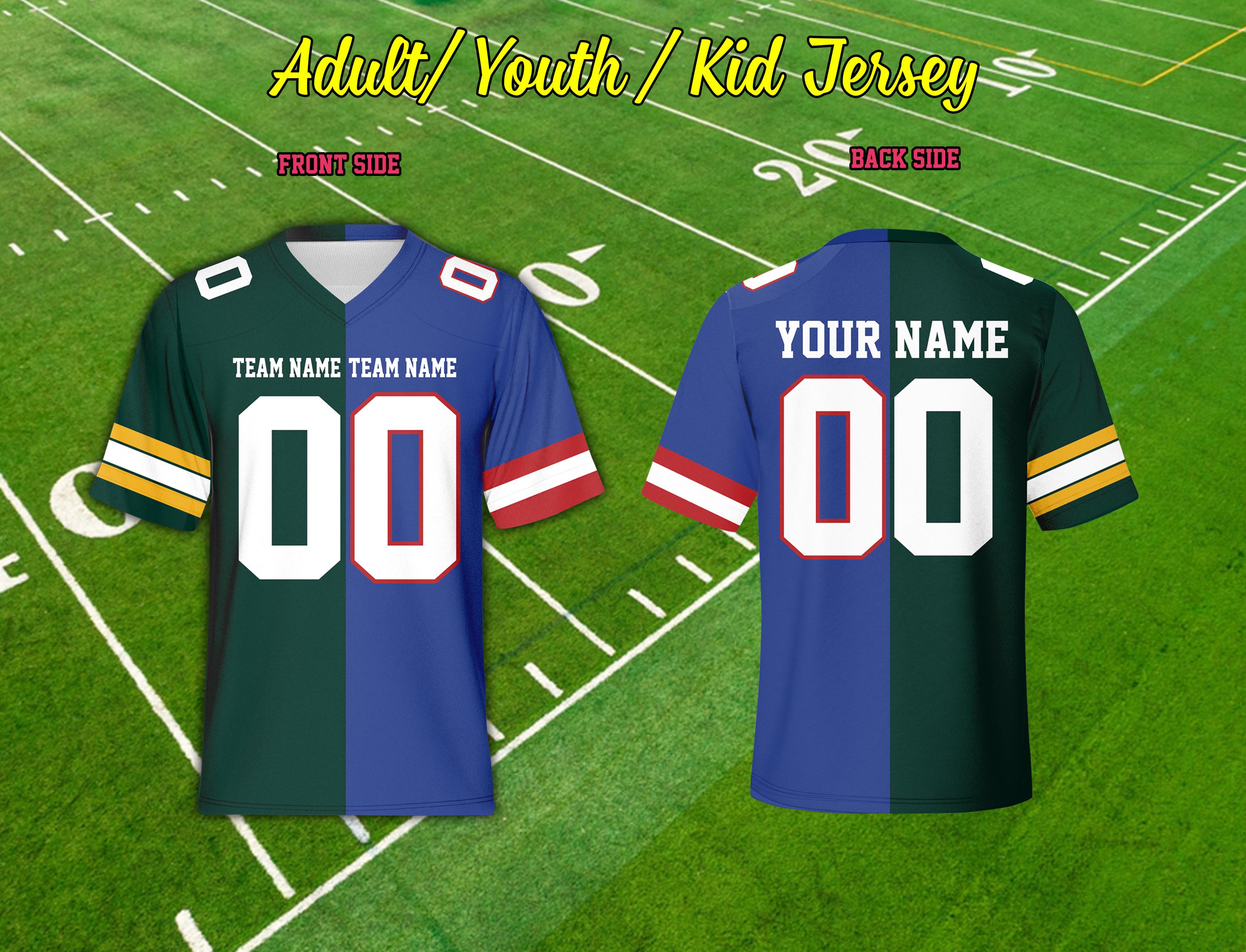 Personalized Two Football Team Jersey for Kids Adult Football Fans ...