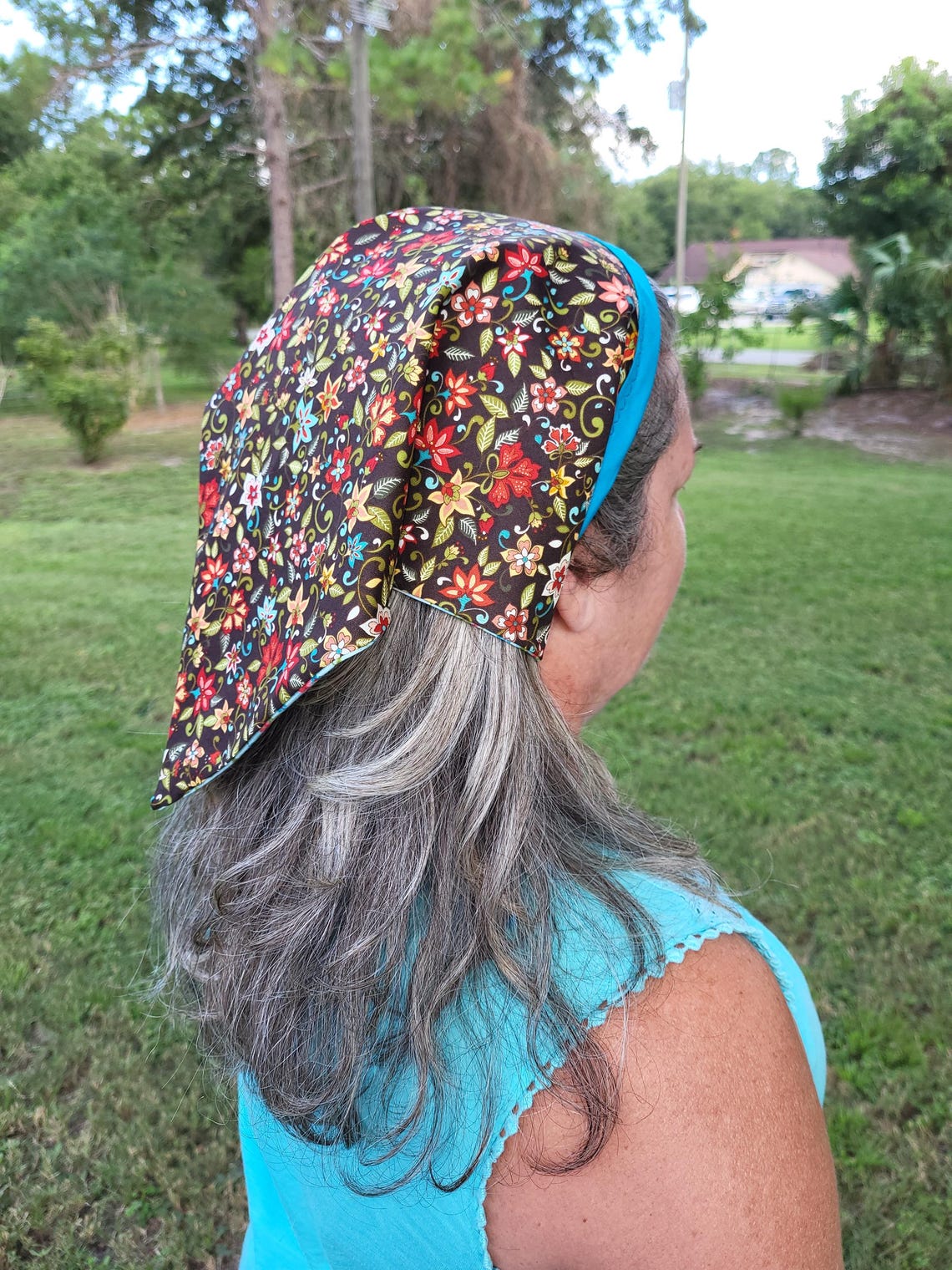 Triangle Head Scarf, Pretty Kerchiefs, Adjustable Tie, Women's Head ...