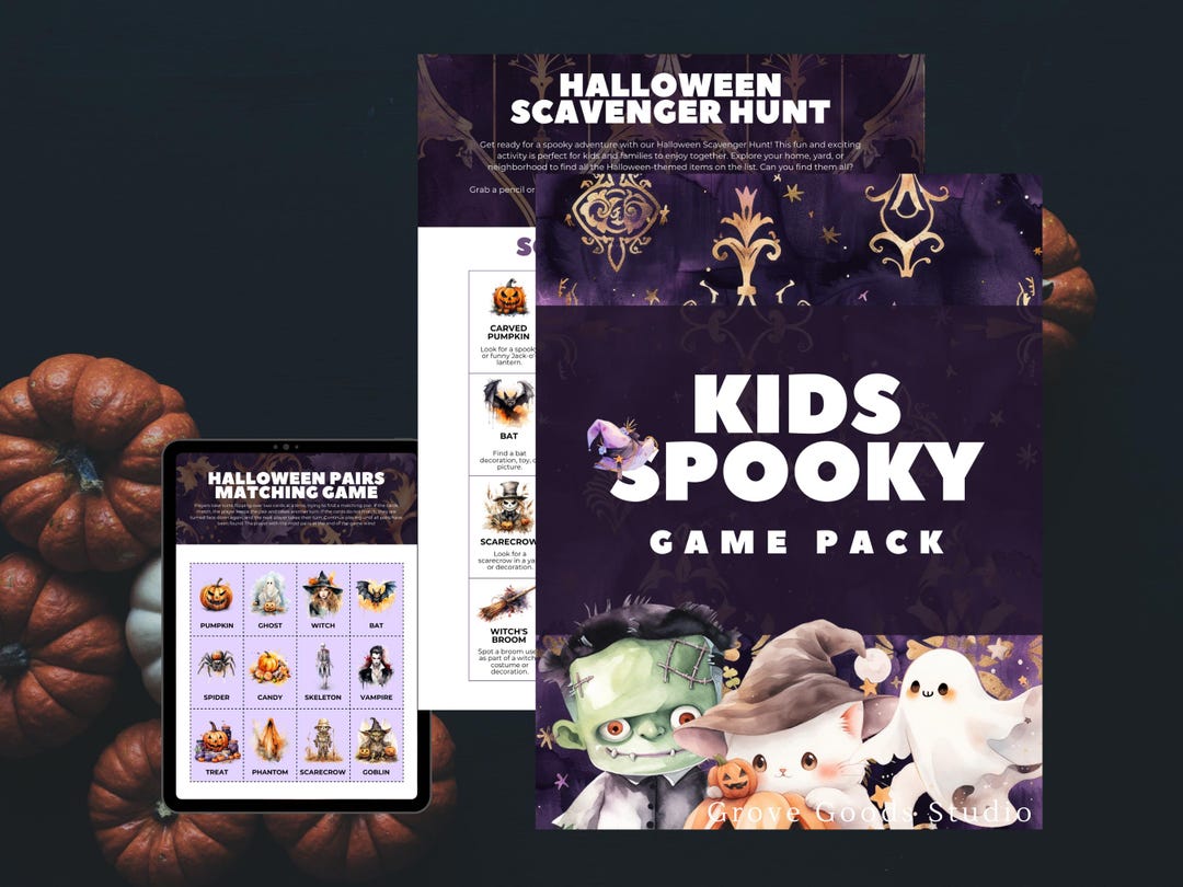 Halloween Kids Fun Digital Game Pack, Digital Download, Editable Spooky ...