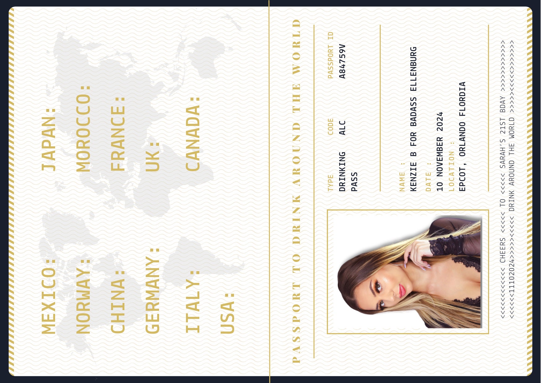 Personalized Drinking Around the World Passport Punch Card - Etsy