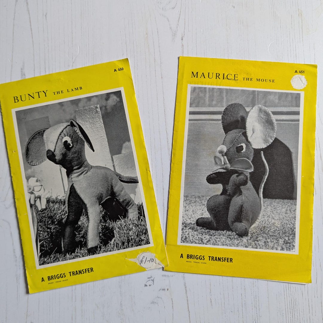 Briggs Transfer Soft Toys Patterns Maurice the Mouse Bunty the Lamb ...