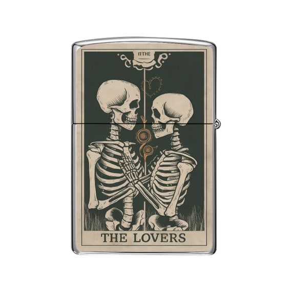 Skeleton Design Zippo Lighter Case, Unique Tarot Gift Idea Skeleton Design Zippo Lighter Case, Unique Tarot Gift Idea