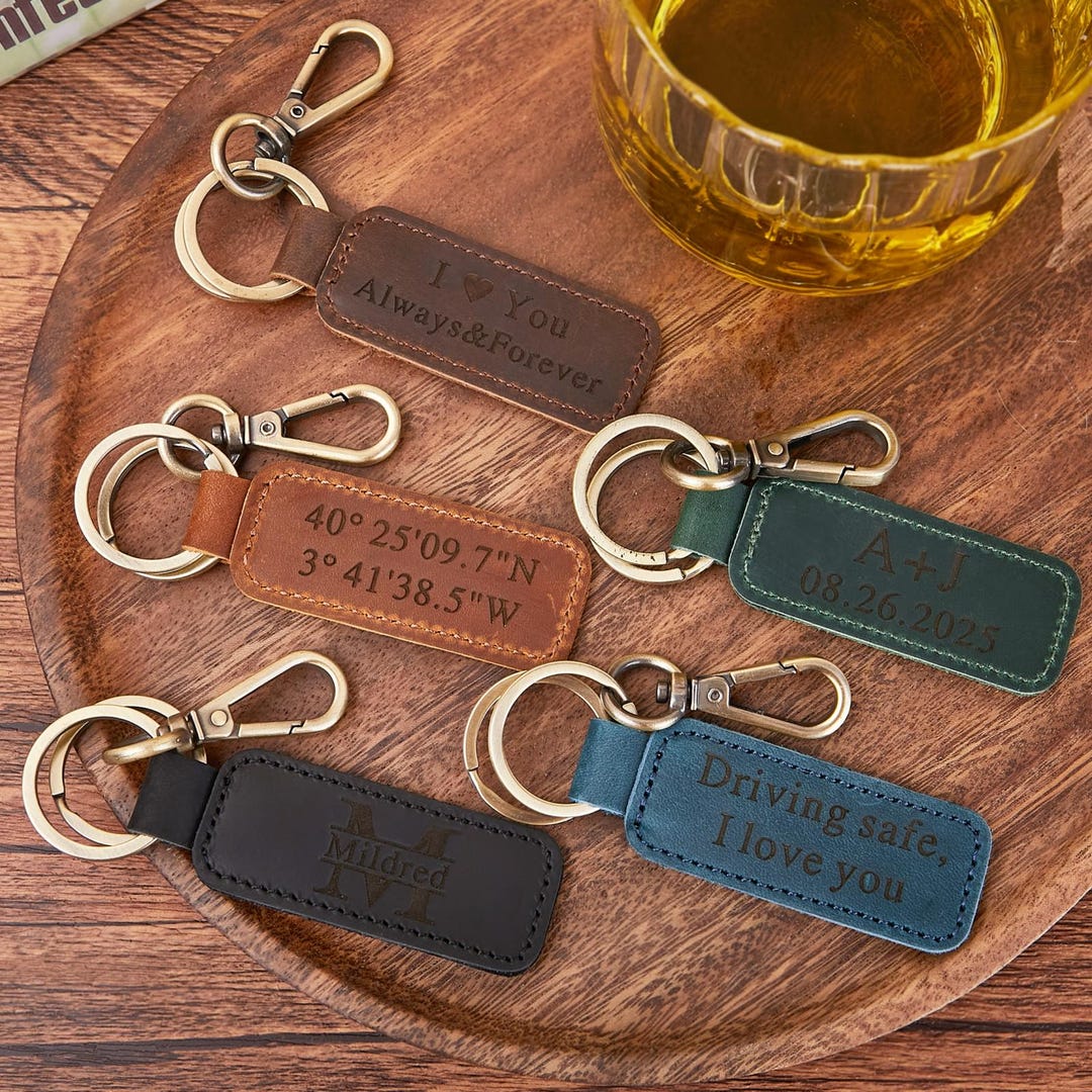 Personalized Leather Keychain, Customized Keychain,custom Leather Key ...