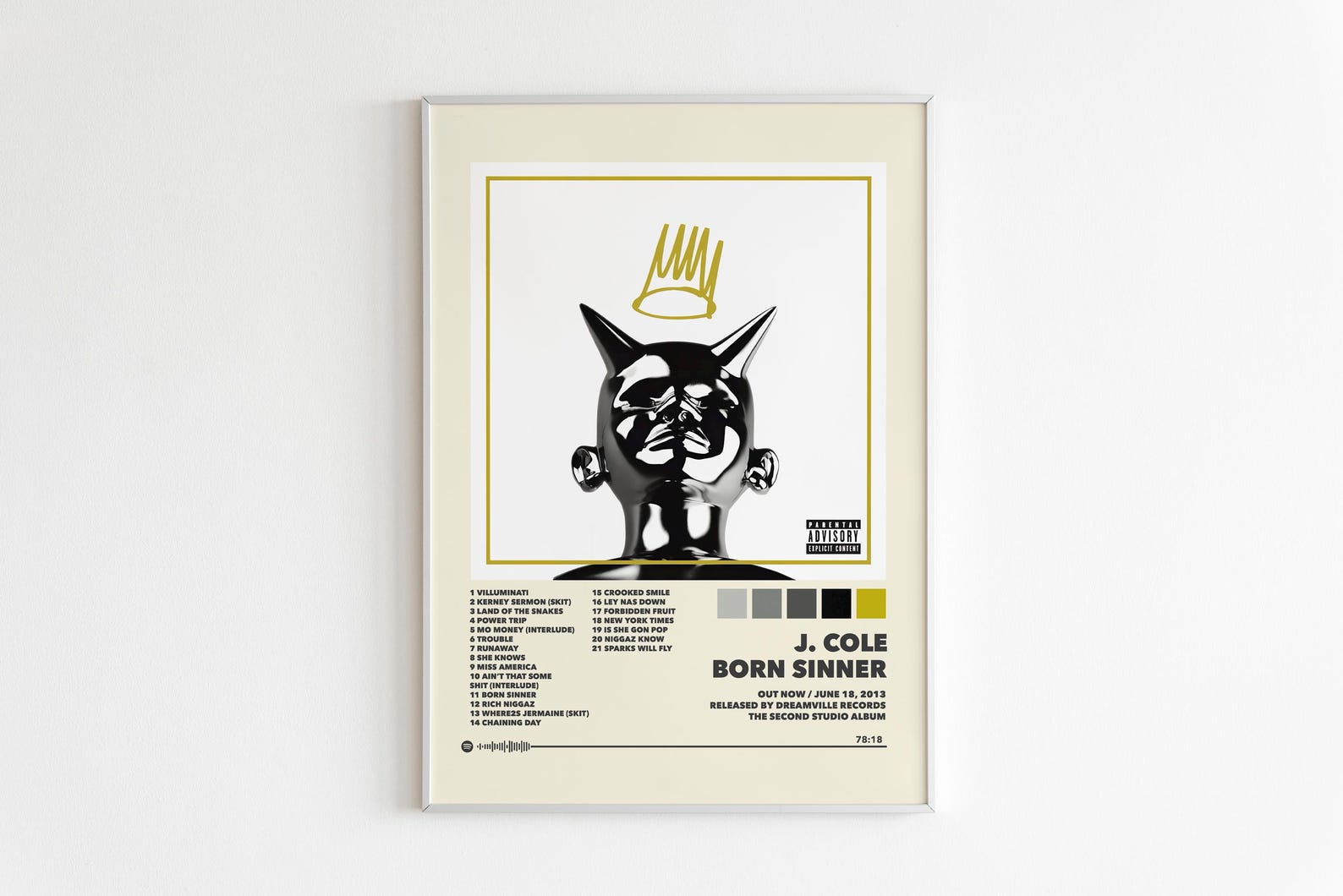 J. Cole Posters / Born Sinner Poster / Album Cover Poster, Poster Print ...