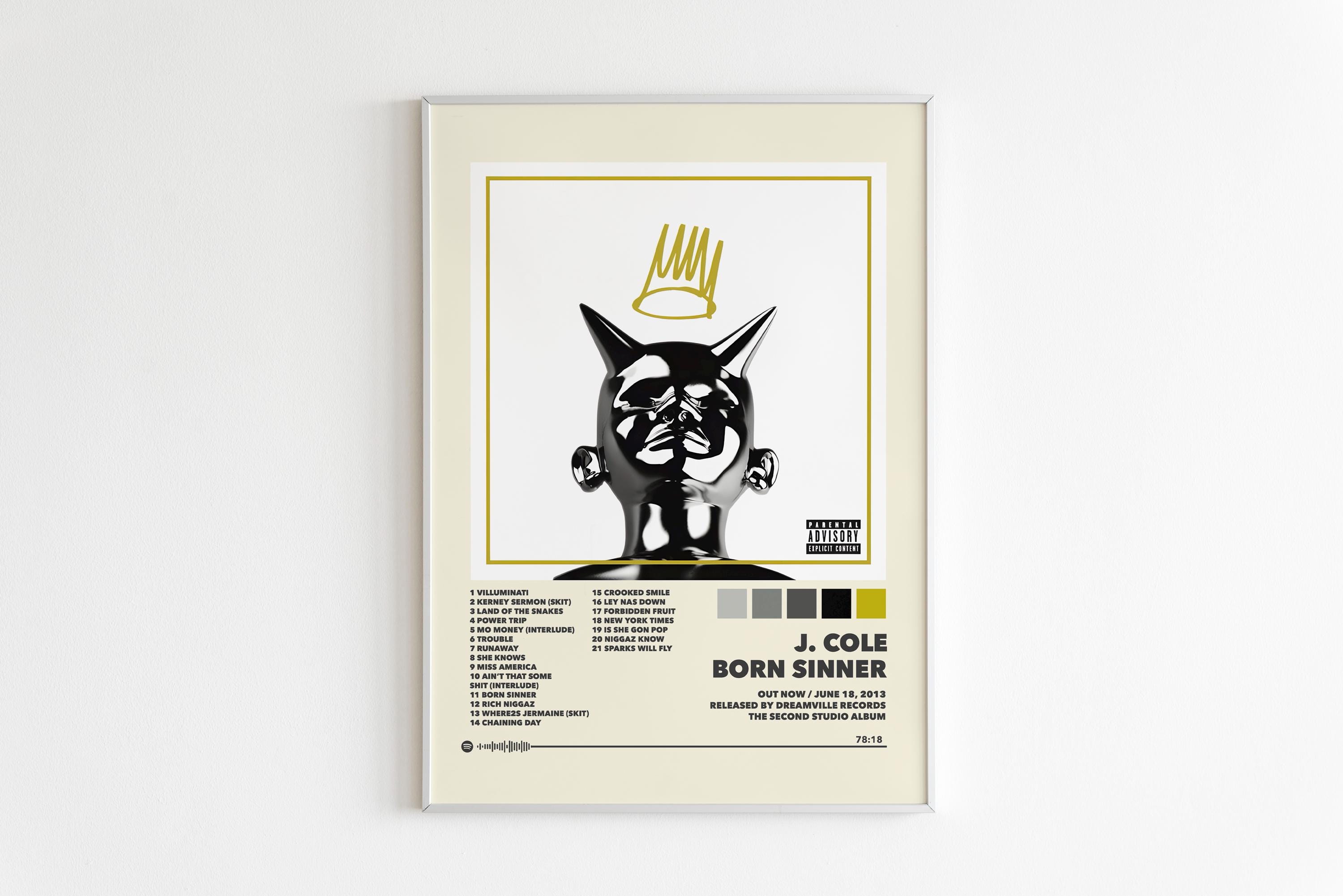 J. Cole Posters / Born Sinner Poster / Album Cover Poster, Poster Print ...