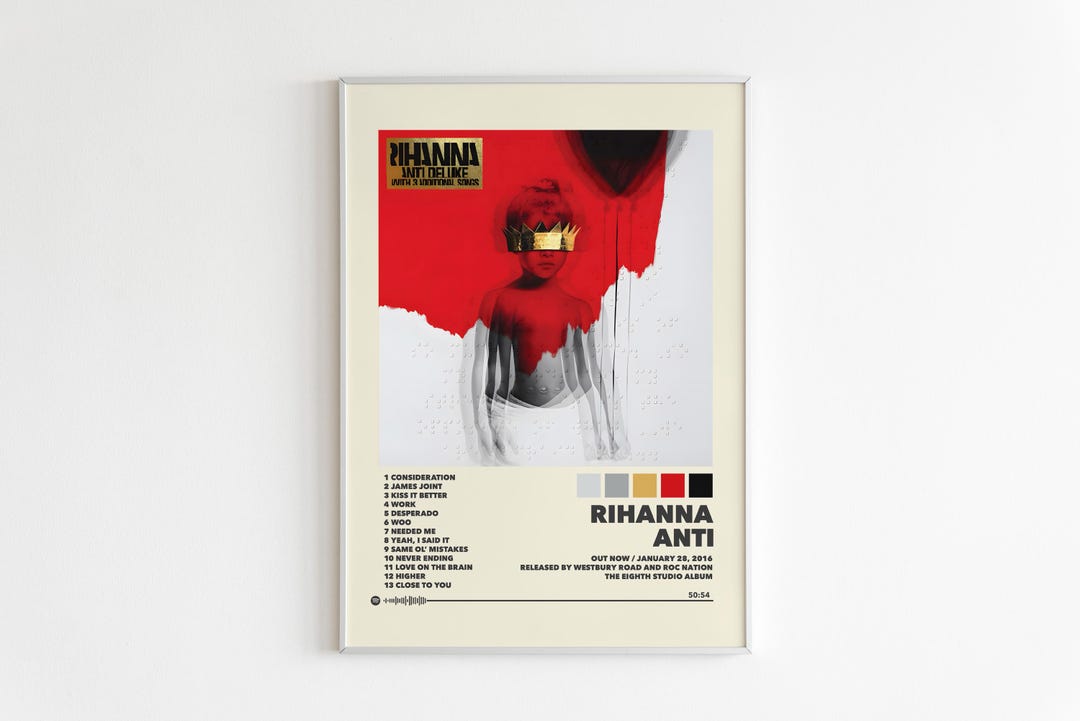 Rihanna Posters / Anti Poster / Anti by Rihanna Tracklist / Album Cover ...