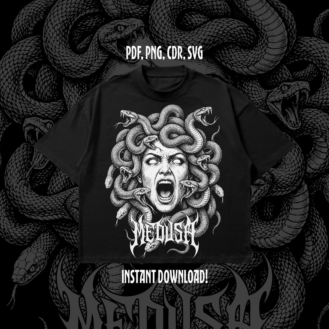 Medusa Horror Illustration, Screaming Gorgon Snake Art, Dark Mythology ...