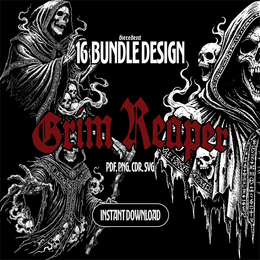 16 Design Grim Reaper Gothic Grunge Vector Art Bundle - Etsy