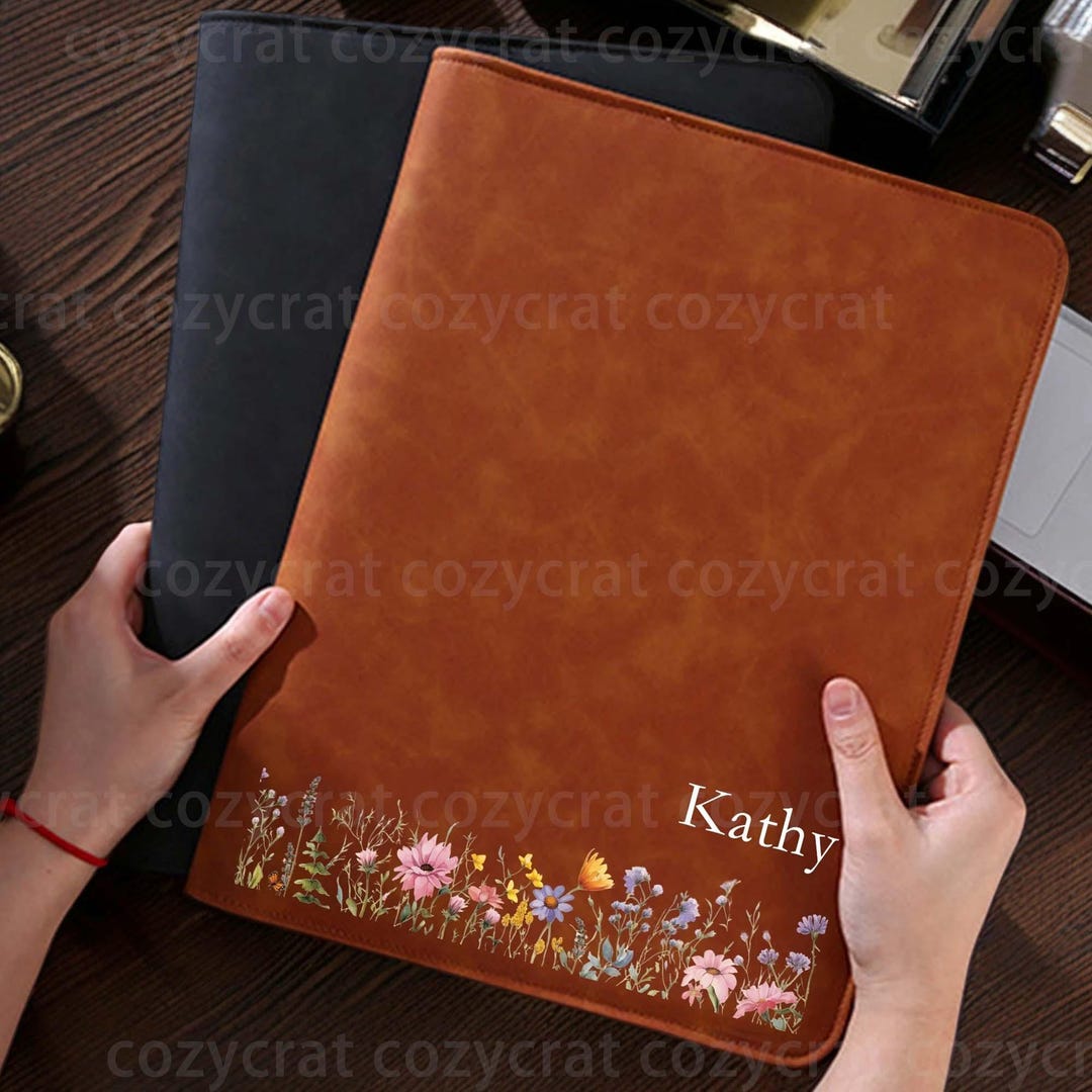 Personalized Leather Portfolio, Custom Portfolio With Name, A4 Leather ...