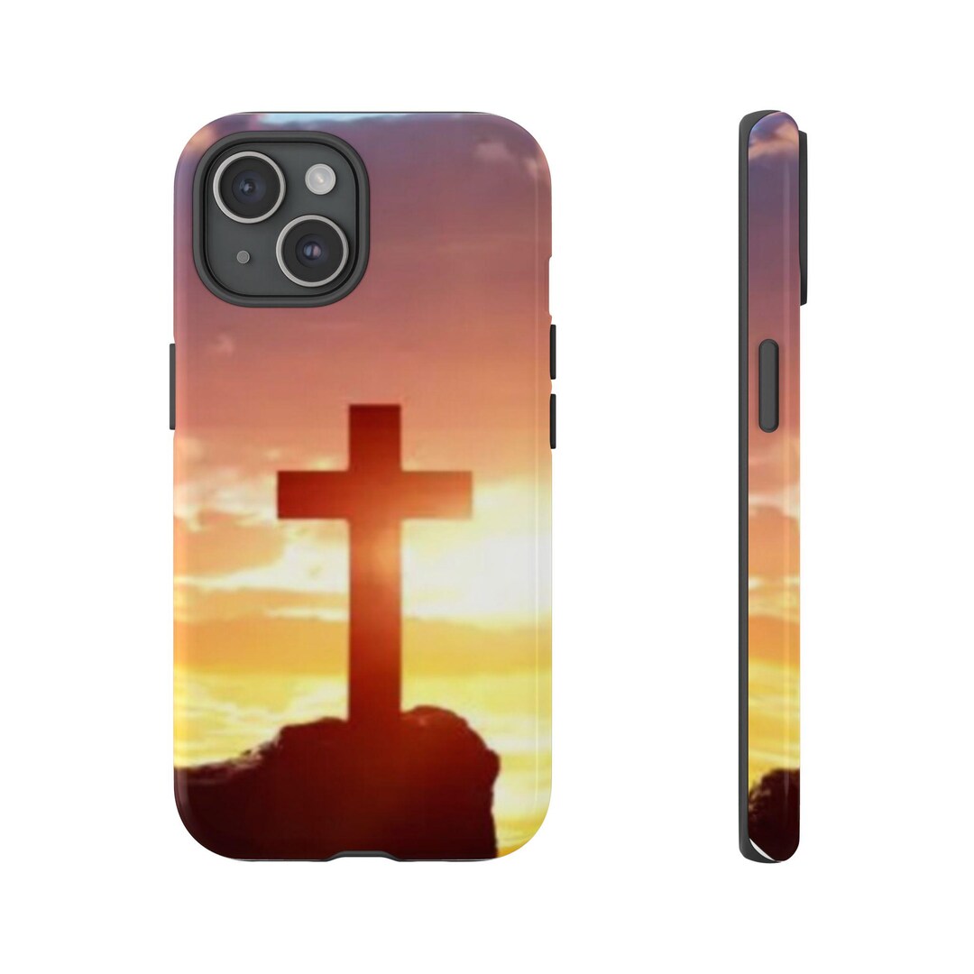 Phone Case, Cross and Sunset Design, Christian Tough Case, Protective ...